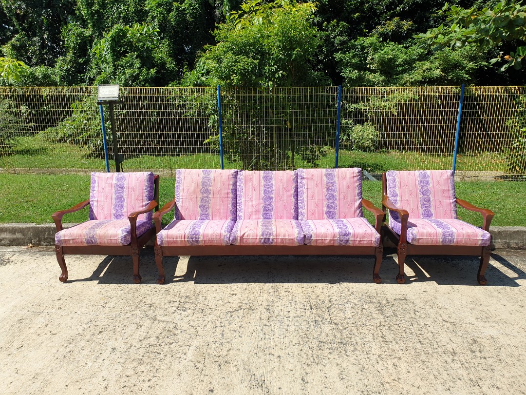 Vintage Pak Awang Wooden Sofa Set, Furniture & Home Living, Furniture ...