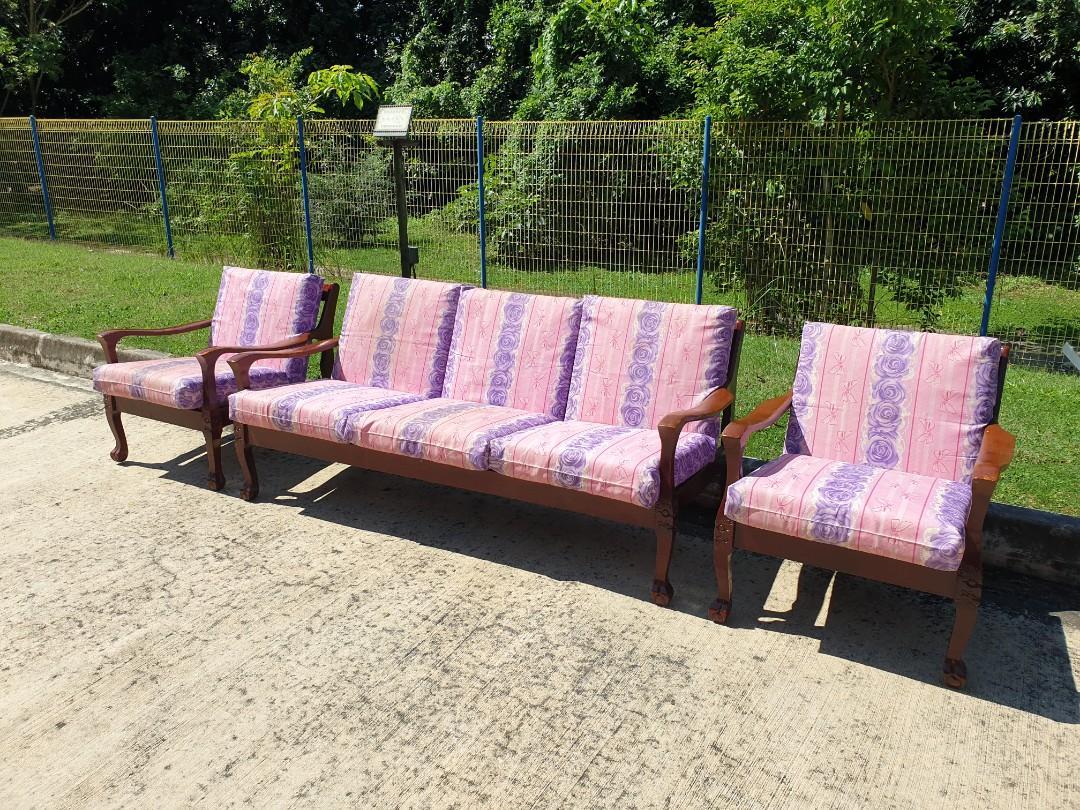 Vintage Pak Awang Wooden Sofa Set, Furniture & Home Living, Furniture ...