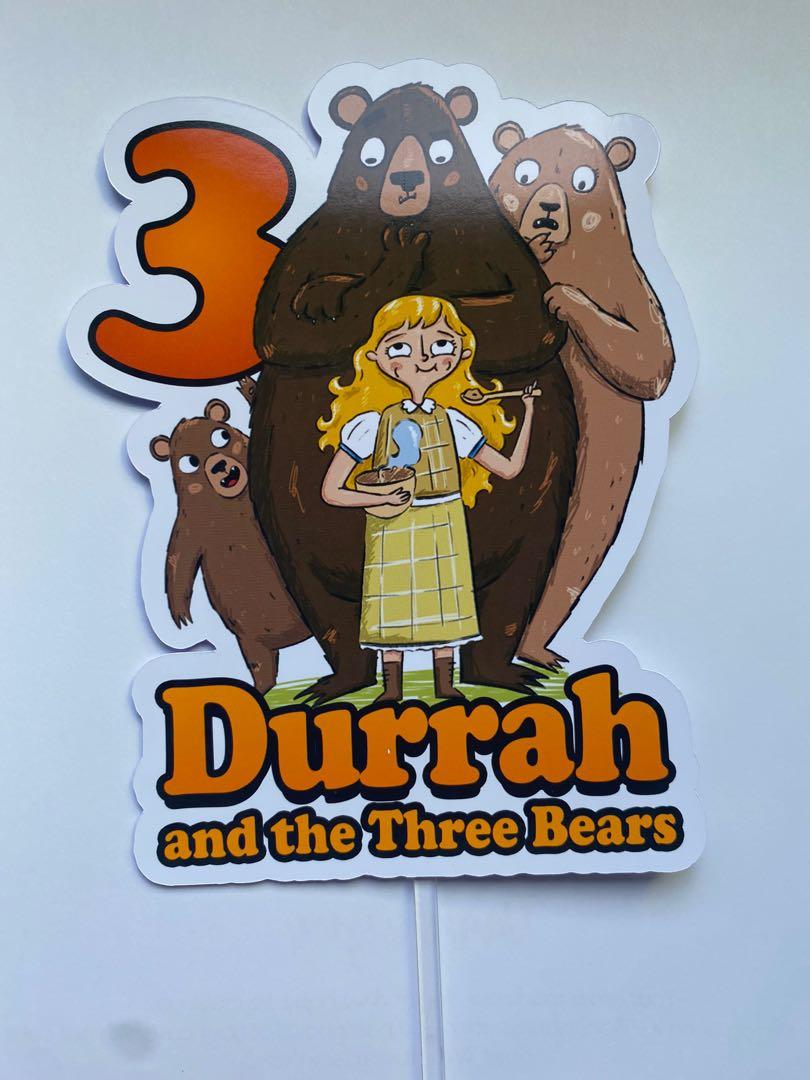 Customised Photo Cake Topper [Goldilocks and The Three Bears], Hobbies ...