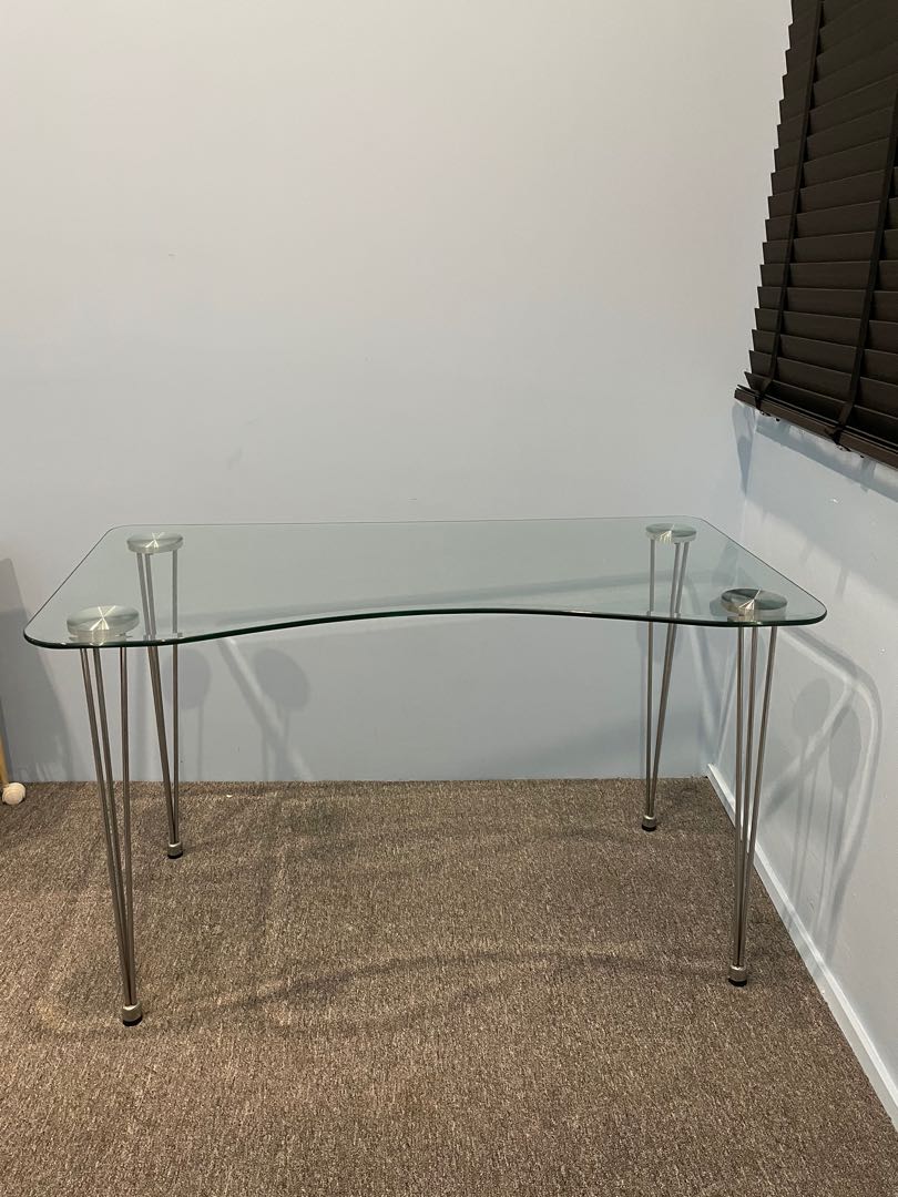 Vhive Glass Study Table, Furniture & Home Living, Furniture, Tables ...