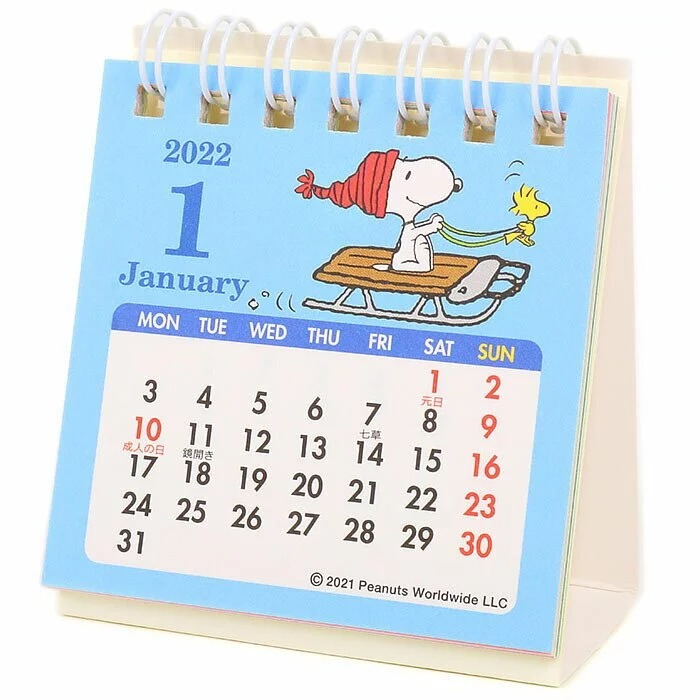 (會員專享清貨優惠價+免運費) Japan Sanrio - PEANUTS Snoopy 史努比 日版 迷你 2022 年曆 座檯 月曆 ...