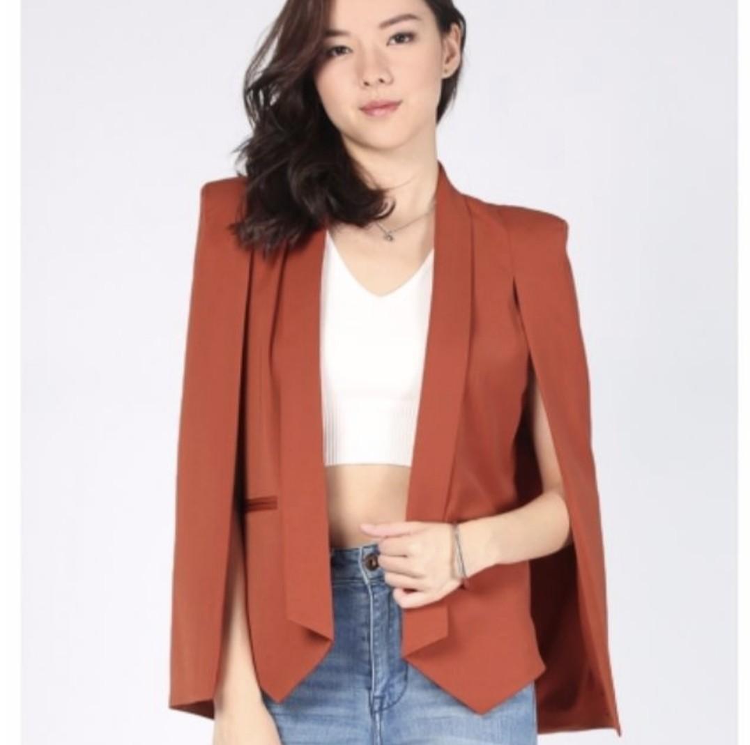 LOVE BONITO CAPE BLAZER, Women's Fashion, Coats, Jackets and Outerwear ...