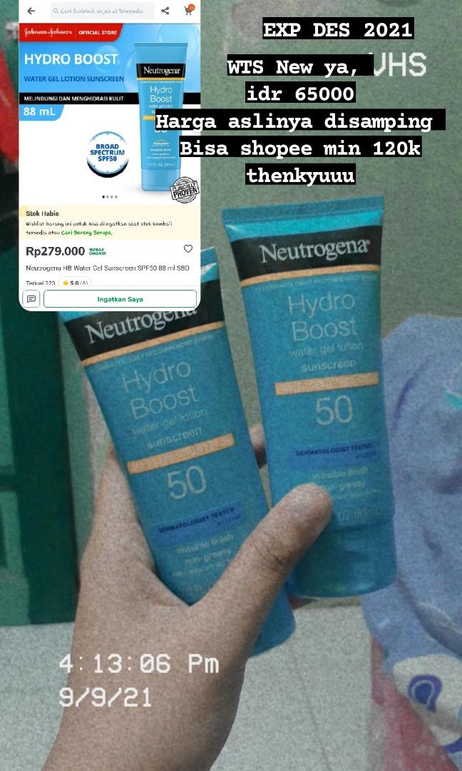 Neutrogena HydroBoost Water Gel Lotion Sunscreen Spf 50, Kesehatan ...