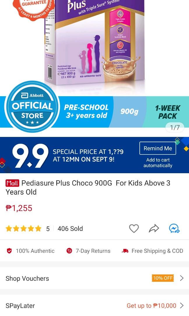 Pediasure Choco 900g with triple sure system 3-10 years old, Babies ...