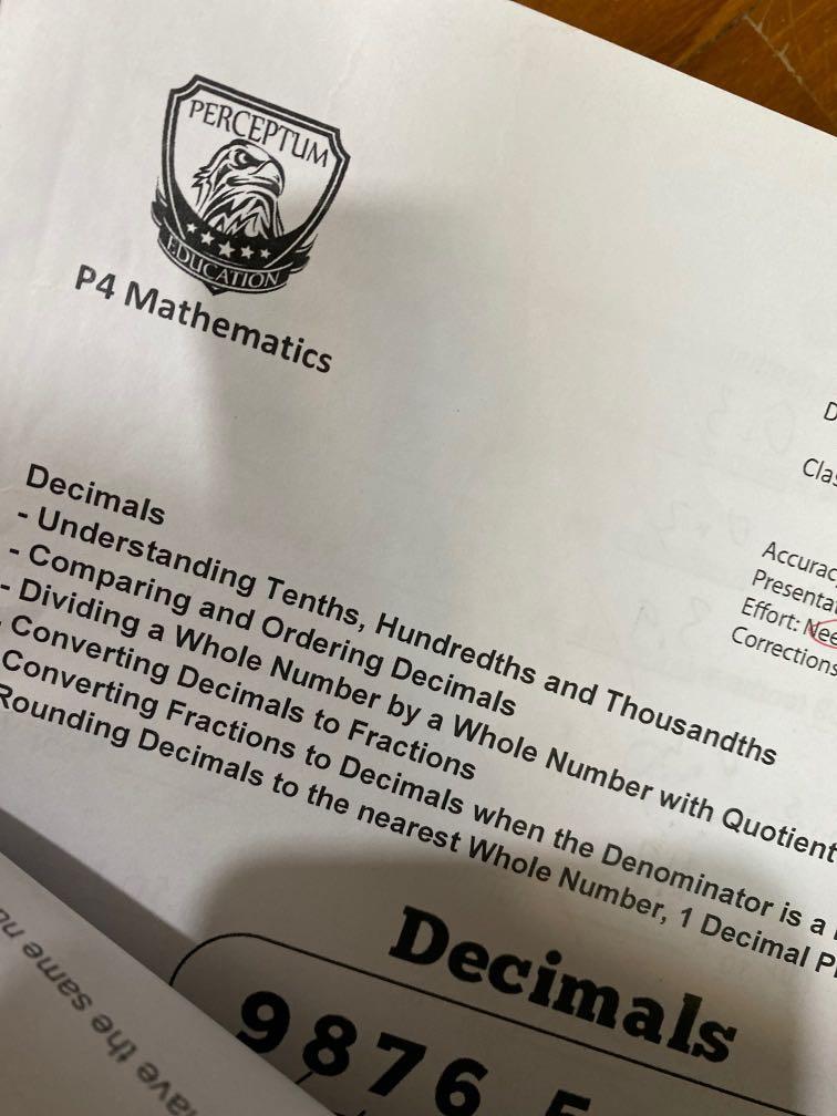 P4 Perceptum MATH notes and worksheets, Everything Else on Carousell