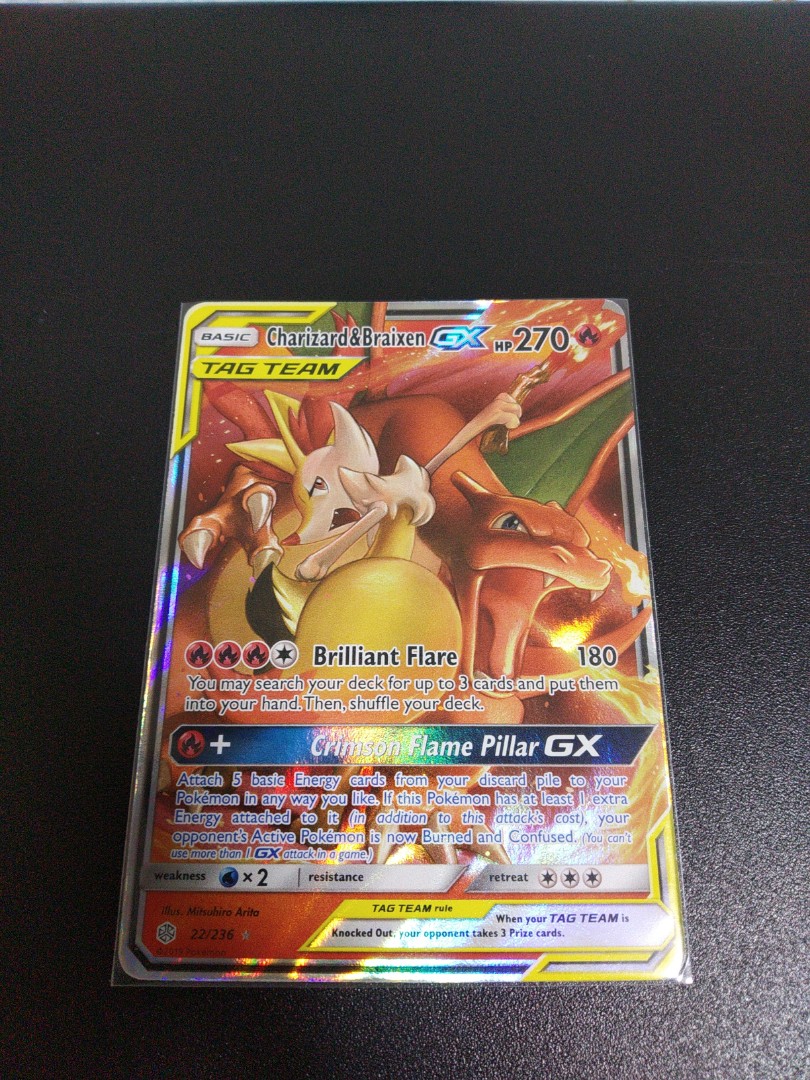 Pokemon TCG Charizard & Braixen Tag Team GX Ultra Rare - SM Cosmic Eclipse, Hobbies & Toys, Toys ...