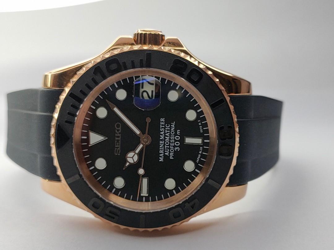 Seiko Seikolex Rose Gold Black Yachtmaster Mod, Luxury, Watches on ...