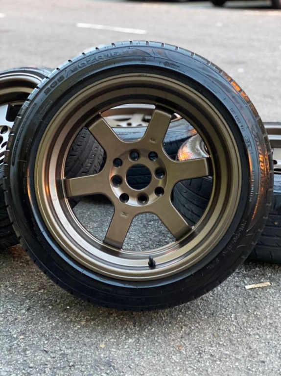 TE37 16 inch sport rim Perdana tyre 90%, Auto Accessories on Carousell