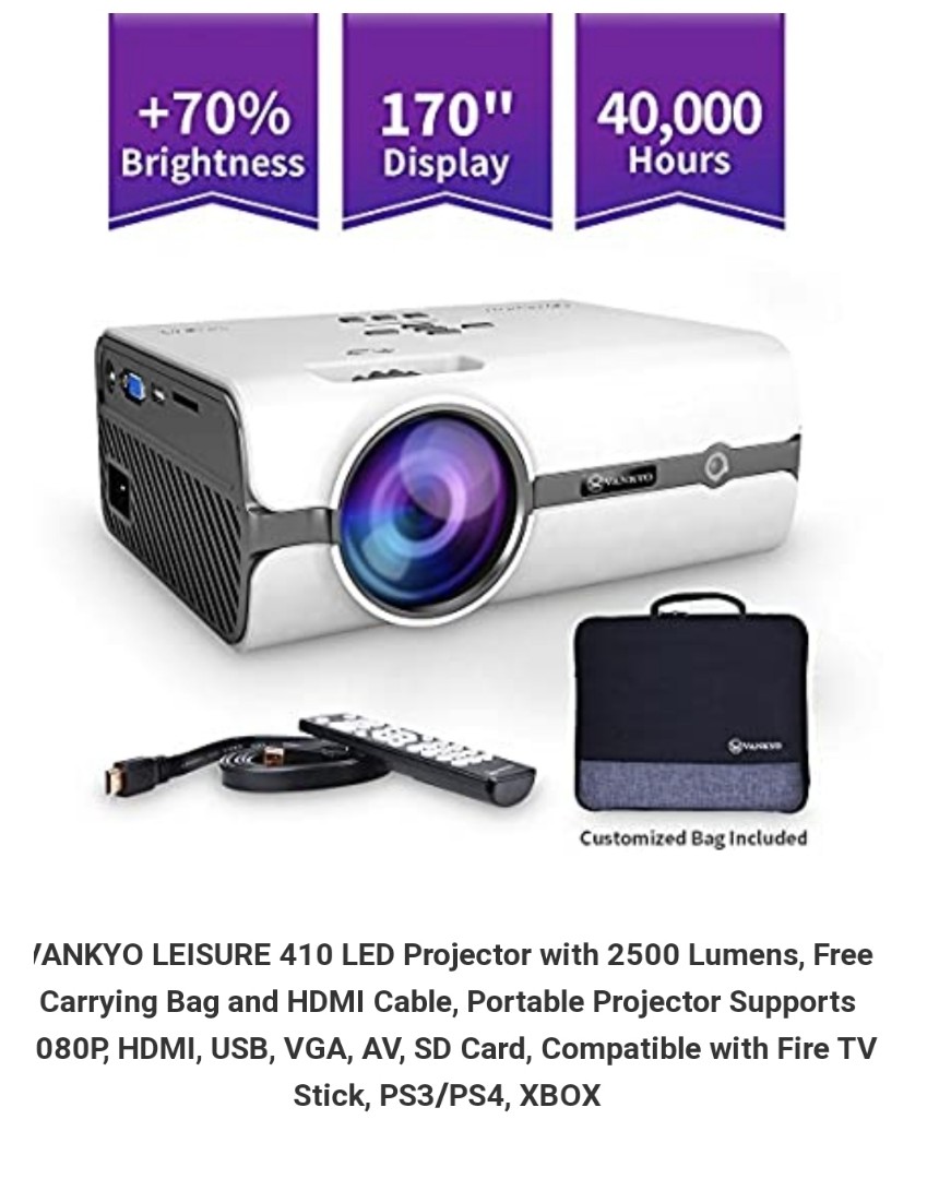 Vankyo Leisure 410 Projector with Mirascreen, TV & Home Appliances, TV ...