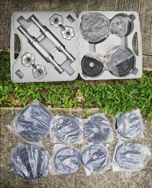 Weights complete set (DOMYOS), Sports Equipment, Exercise & Fitness ...