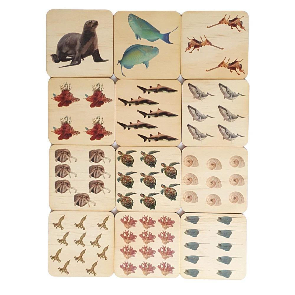 Wooden Sea Life Number Tiles | Montessori Educational Play Toys Tools ...