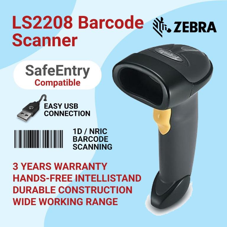 Zebra LS2208 Barcode Scanner With Stand, Computers & Tech, Printers ...