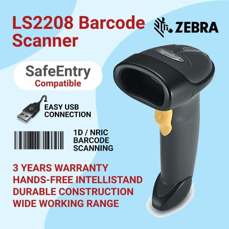 Zebra LS2208 Barcode Scanner With Stand, Computers & Tech, Printers ...