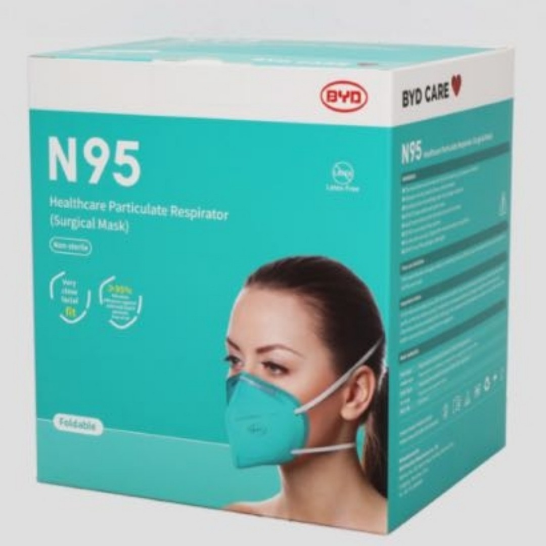 [25 pcs] Unopened BYD N95 Mask, Health & Nutrition, Face Masks & Face Shields on Carousell