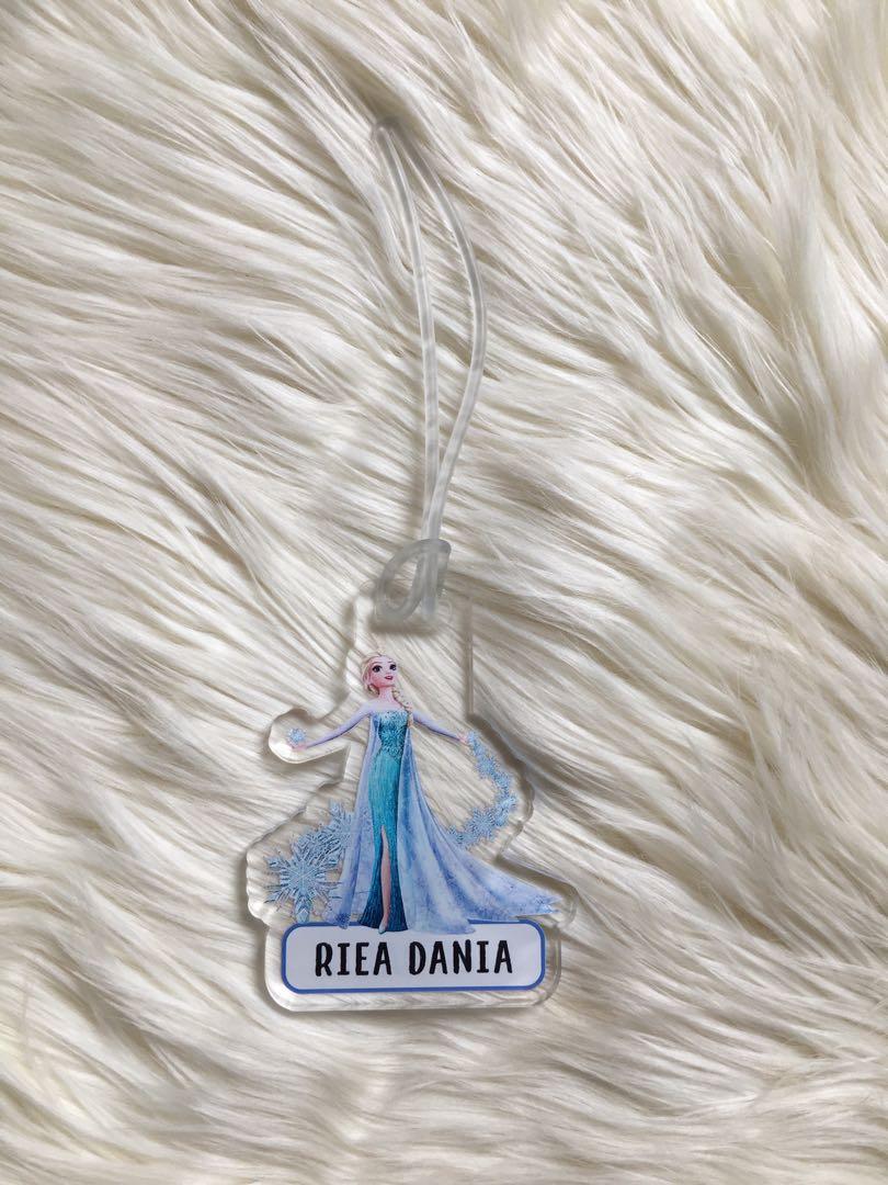 BAG TAG NAME CUSTOMISED ACRYLIC ELSA frozen, Hobbies & Toys, Stationery ...