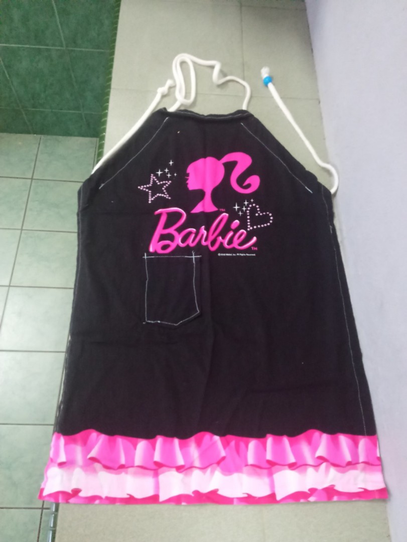 Barbie Black Pink Apron., Babies & Kids, Babies & Kids Fashion on Carousell