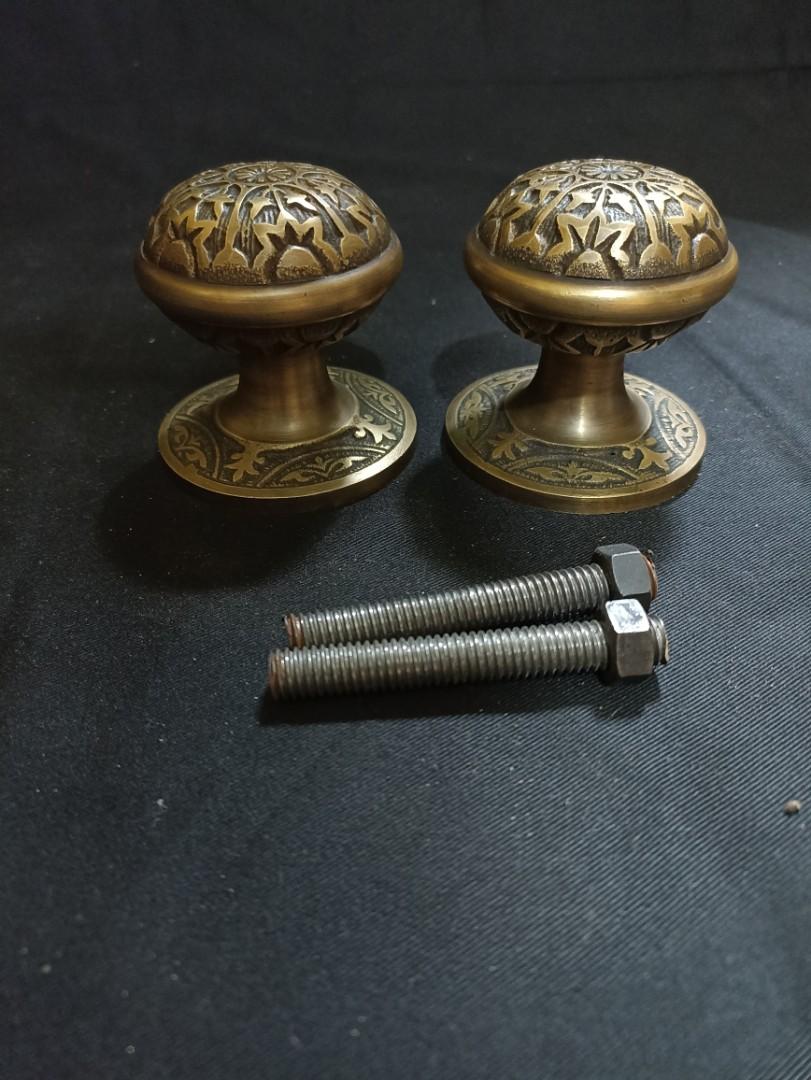 Knob Pintu Rumah / Handle Pintu Rumah Kuningan Antik Motif Ukir Tinggi ...