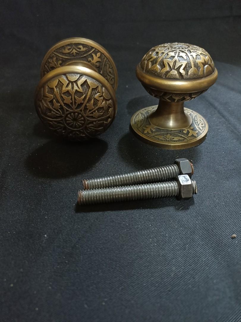 Knob Pintu Rumah / Handle Pintu Rumah Kuningan Antik Motif Ukir Tinggi ...