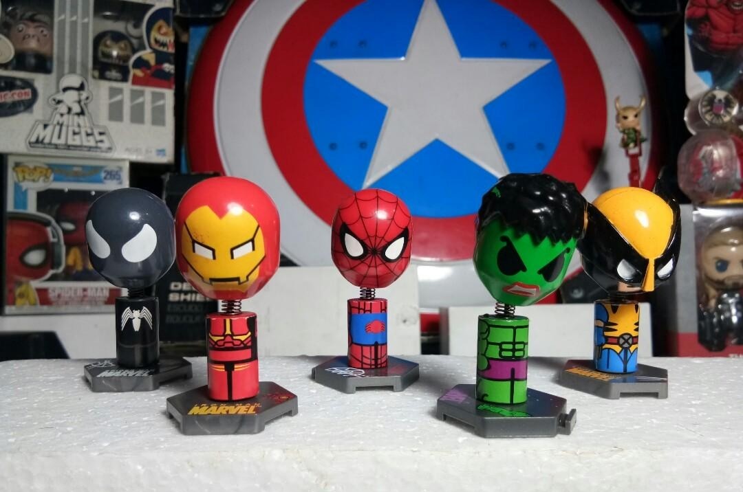 Marvel Comics Pin Head Wobblers 2.75" Inches Set of 5 Iron Man, Hulk ...
