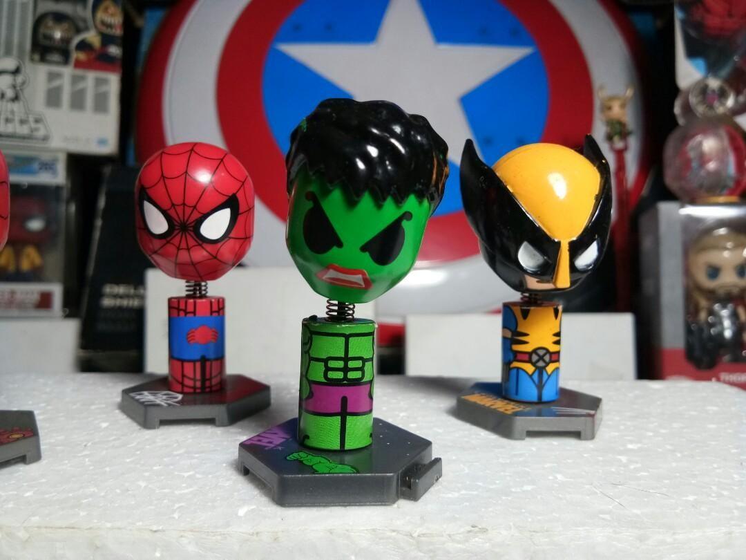 Marvel Comics Pin Head Wobblers 2.75" Inches Set of 5 Iron Man, Hulk ...