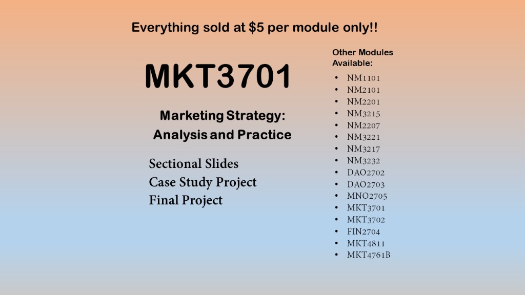 MKT3701 Marketing Strategy FULL, Hobbies & Toys, Books & Magazines ...