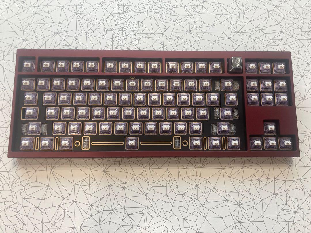 Mr Suit Red-Black WK with Lavender Switches Custom Mechanical Keyboard ...