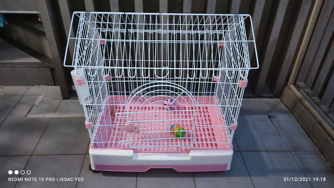 Pink rabbit cage, Pet Supplies, Homes & Other Pet Accessories on Carousell