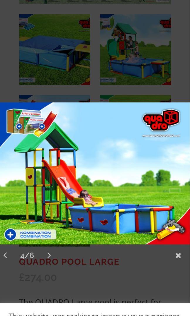 Quadro universal climbing frame with modular slide and L sized pool ...