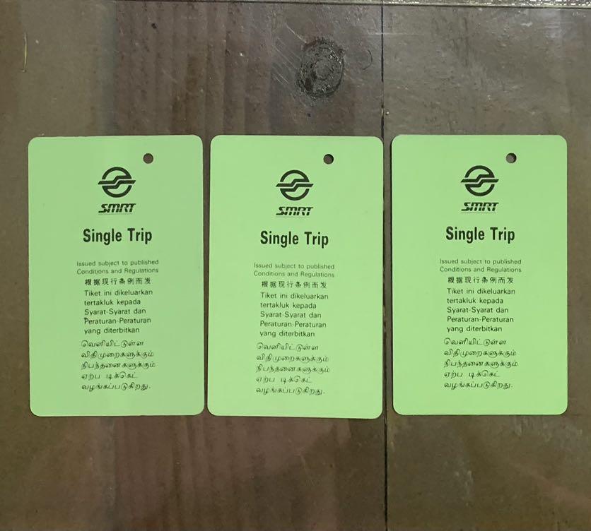 Singapore SMRT card (looks like mint) MRT train single trip Set of 3 ...