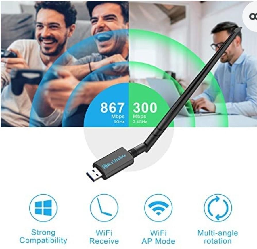 Blueshadow USB WiFi Adapter - Dual Band 2.4G/5G Mini Wi-fi ac Wireless Network Card Dongle with ...