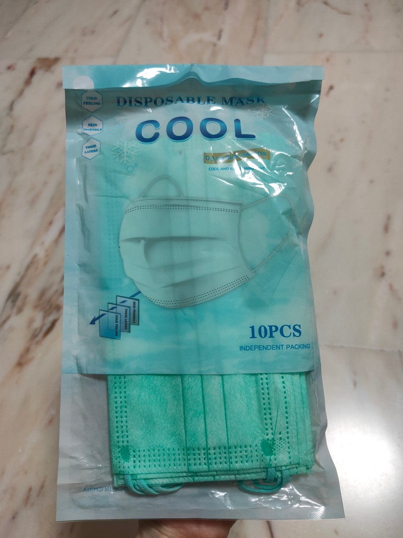 BNIB Green Cooling Mask, Health & Nutrition, Face Masks & Face Shields ...