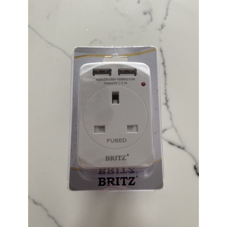 Britz 13A 3 Ways Multi Plug Adaptor with 2 USB Safety Mark, TV & Home Appliances, Electrical ...