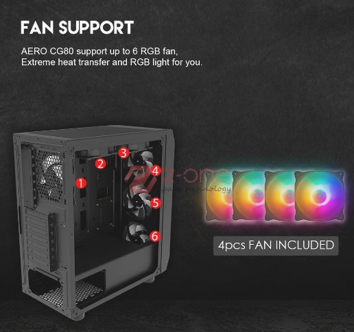 Fantech RGB AERO CG80 mid tower 4 RGB FANS INCLUDED ATX MATX ITX ...