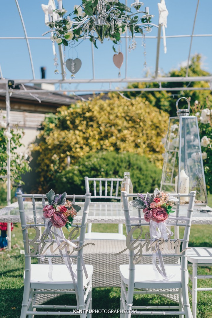 Flower chair decoration for wedding solemnisation, Hobbies & Toys ...