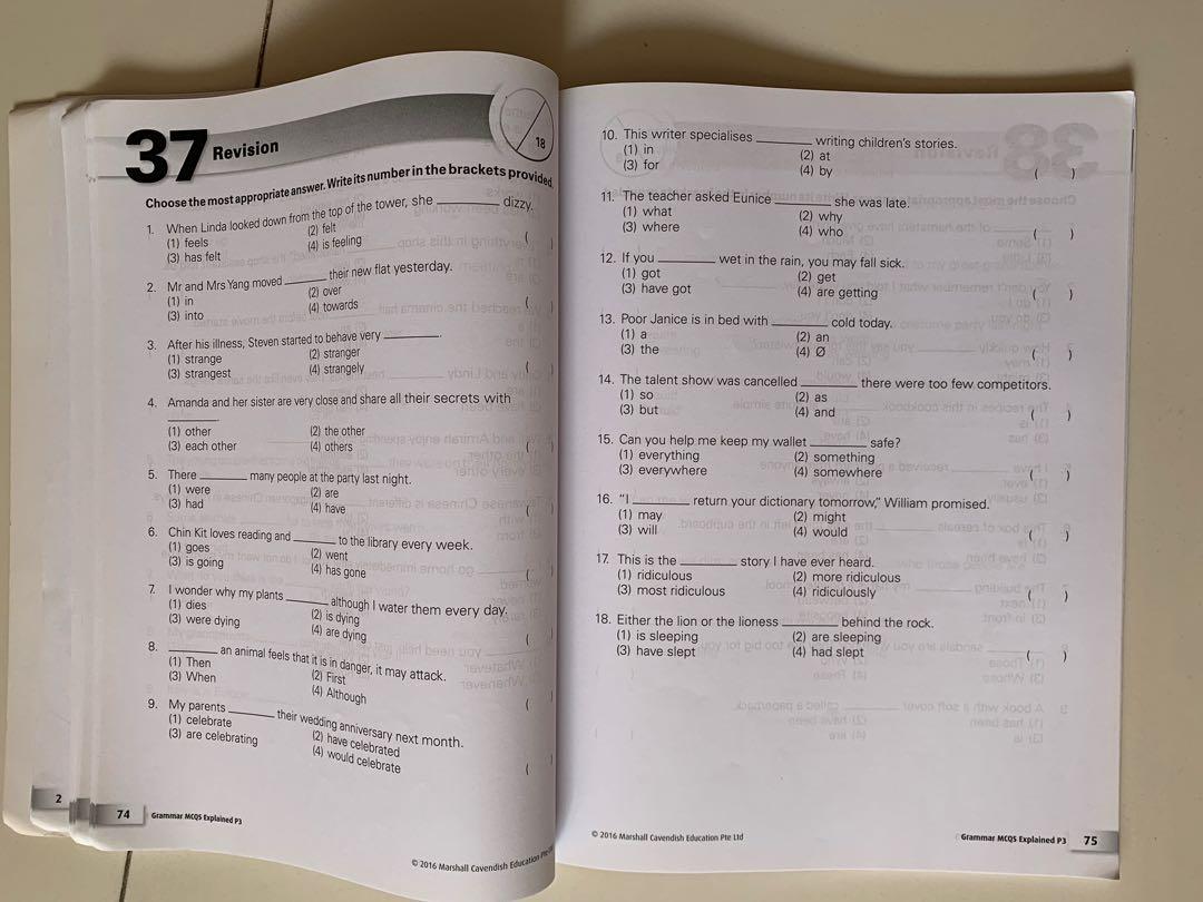 Grammar MCQs explained P3, Hobbies & Toys, Books & Magazines, Assessment Books on Carousell
