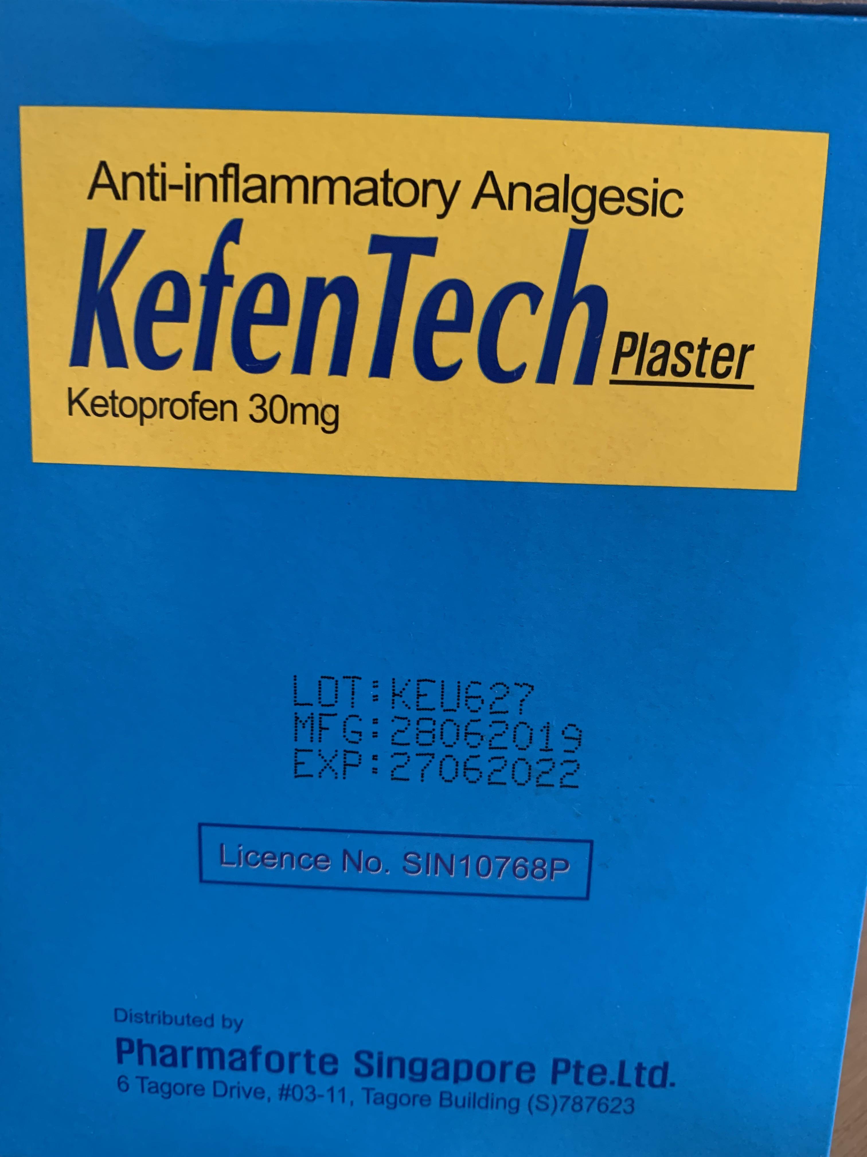 Kefentech Plaster 10cm x 7cm 9 pieces per pack ( Ketoprofen 30mg ...