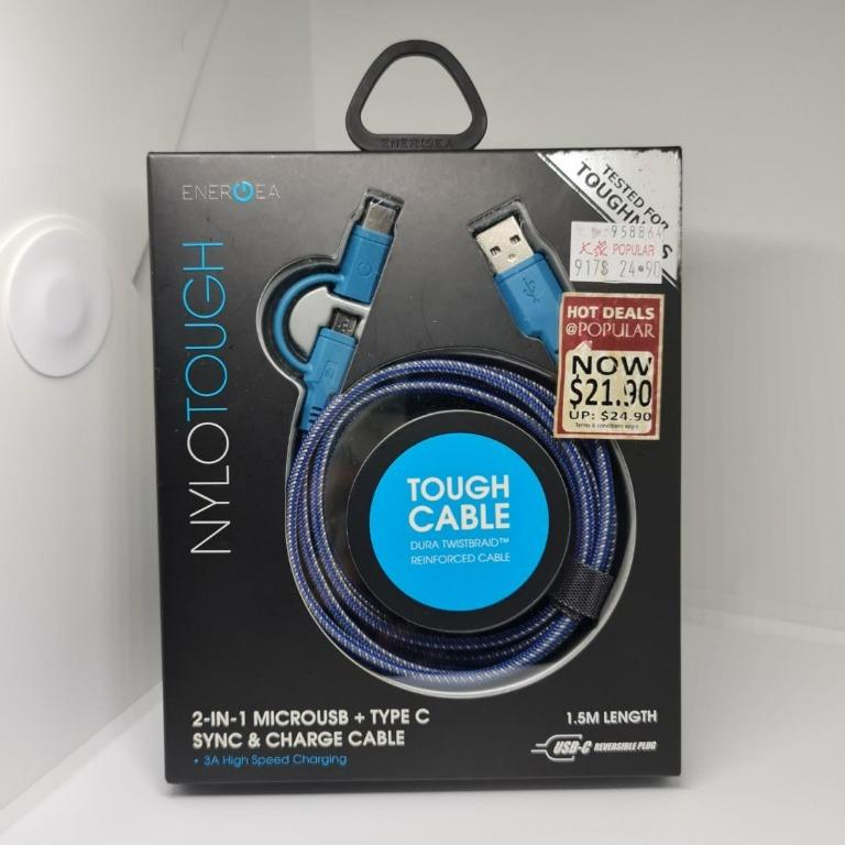 Nylotough Tough Cable Dura Twistbraid Reinforced Cable, Mobile Phones ...