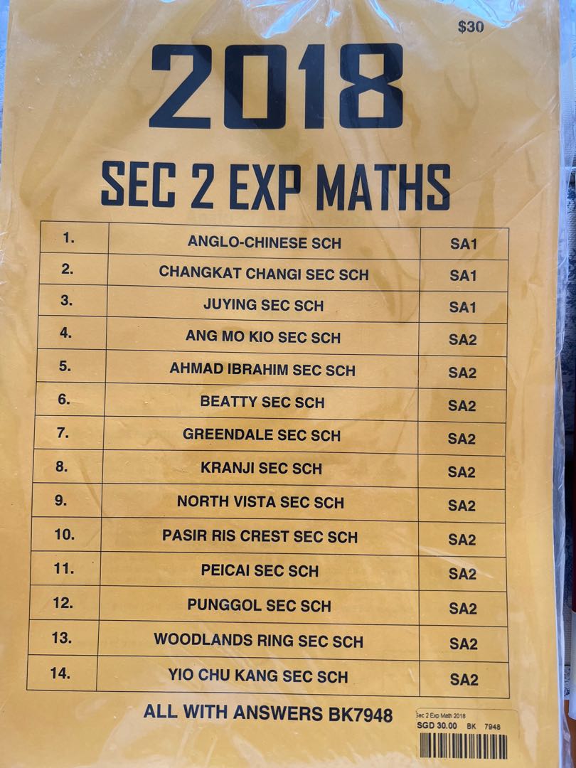 Sec 2 Math Past Year Papers, Hobbies & Toys, Books & Magazines ...