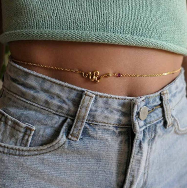 Sexy Snake Waist Chain Snake with Red Crystal Belly Chain Snake Body ...