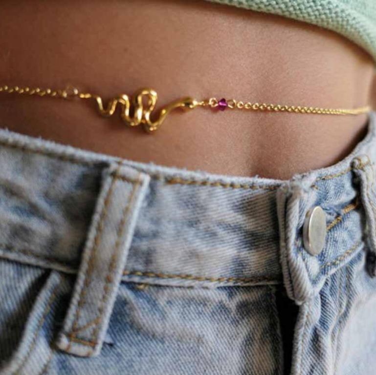 Sexy Snake Waist Chain Snake with Red Crystal Belly Chain Snake Body ...