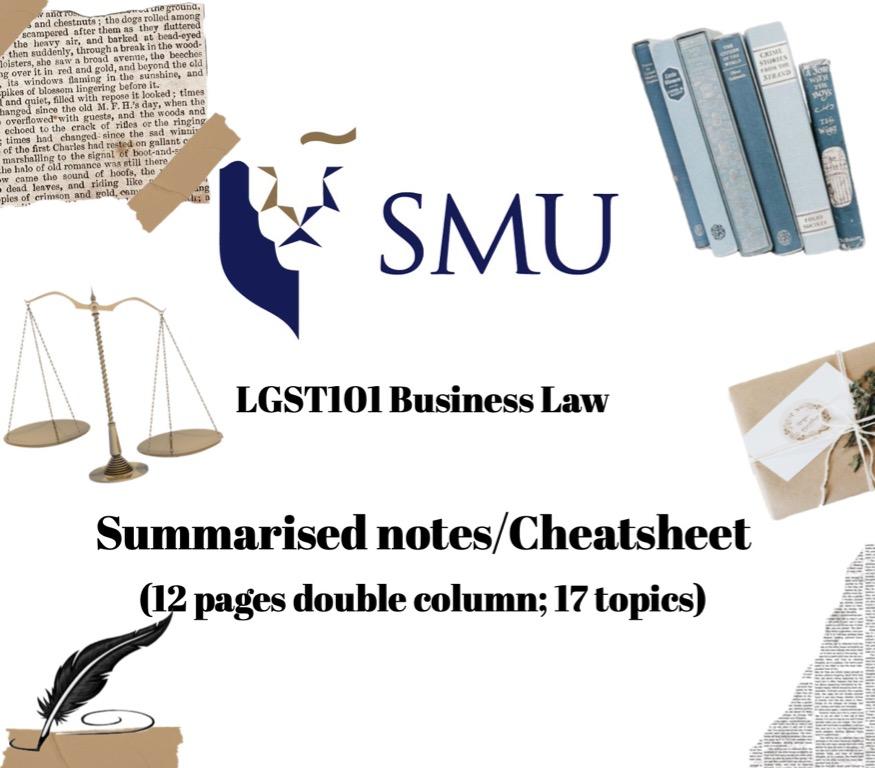 SMU LGST101 Business Law summarised notes, Hobbies & Toys, Books ...