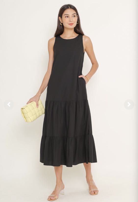 SPG TRICIA TIERED MAXI DRESS IN BLACK, Women's Fashion, Dresses & Sets ...