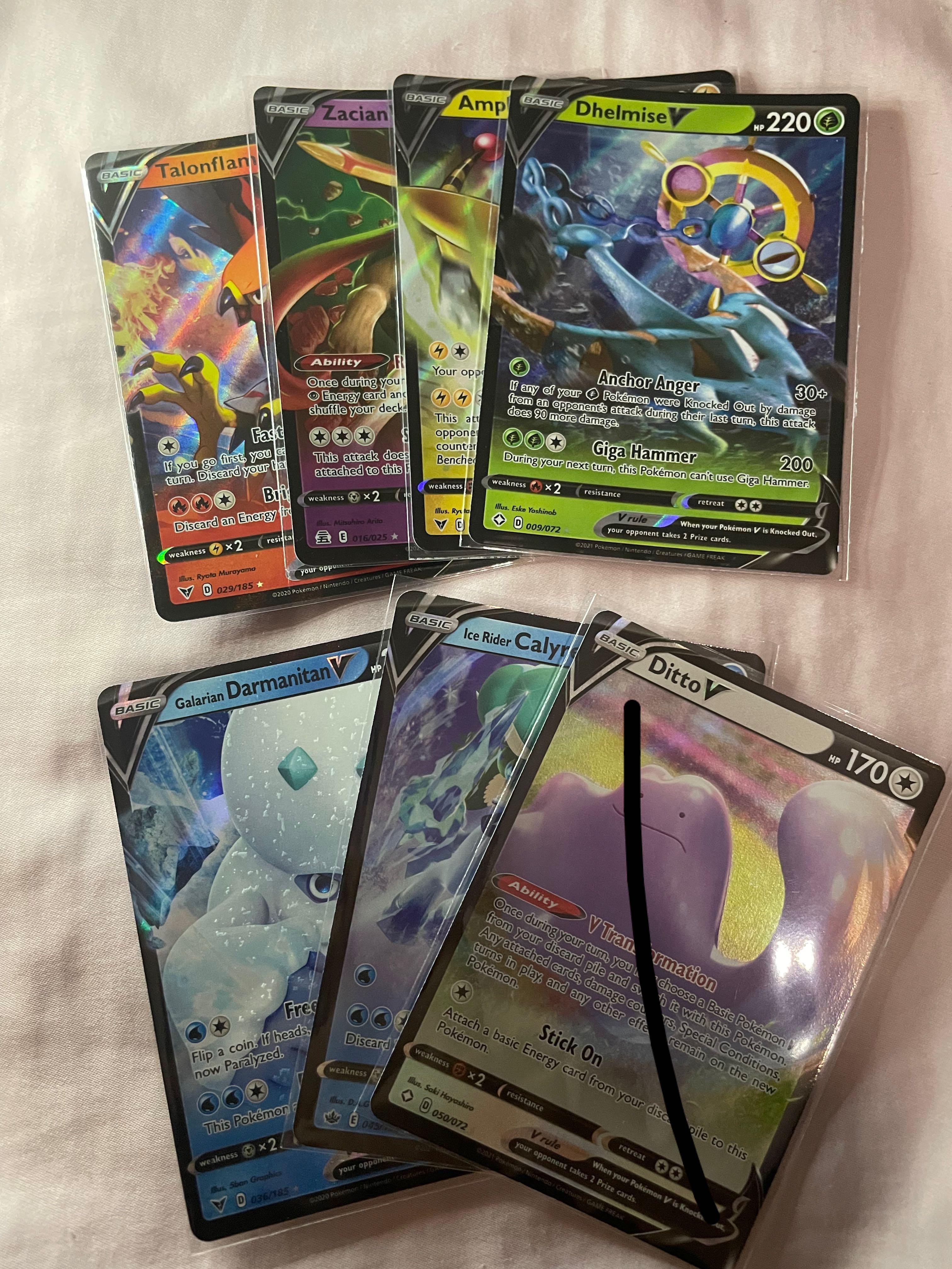 Vmax V cards -Blaziken, Zacian, Talonflame, Galarian Moltres, Ampharos ...