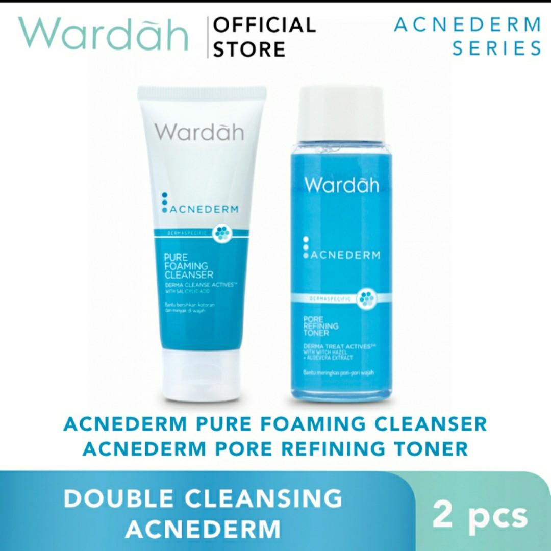 Wardah Double Cleansing Acnederm, Kesehatan & Kecantikan, Kulit, Sabun ...