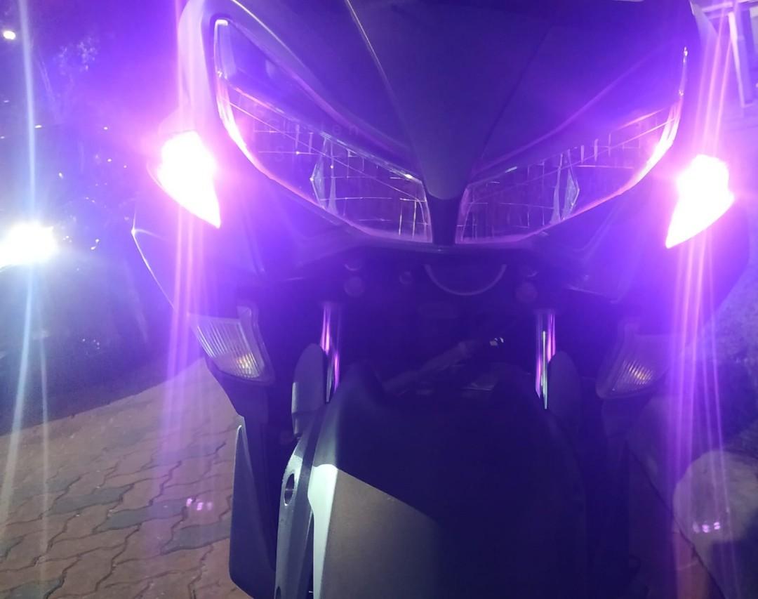 Aerox purple led t10 pole light $5(2pcs, Motorcycles, Motorcycle ...