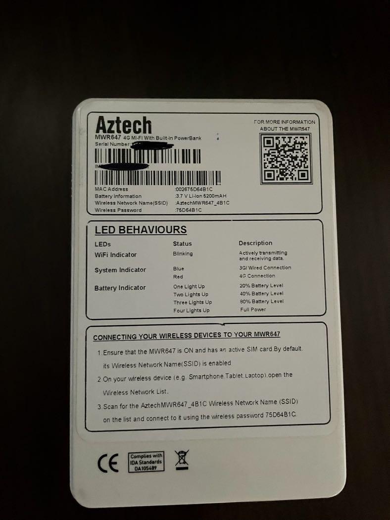Aztech MWR647 4G Mobile Wi-Fi with Built-in PowerBank, Computers & Tech ...