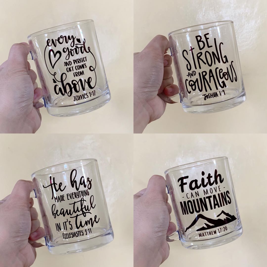 Bible Verse Personalized Clear Mugs with Box, Furniture & Home Living ...
