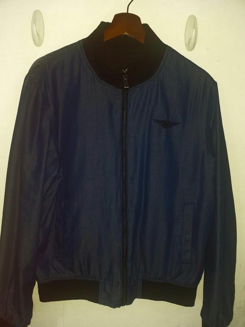 BNY Unlimited Reversible Bomber Jacket Size L, Black/Denim, Men's ...
