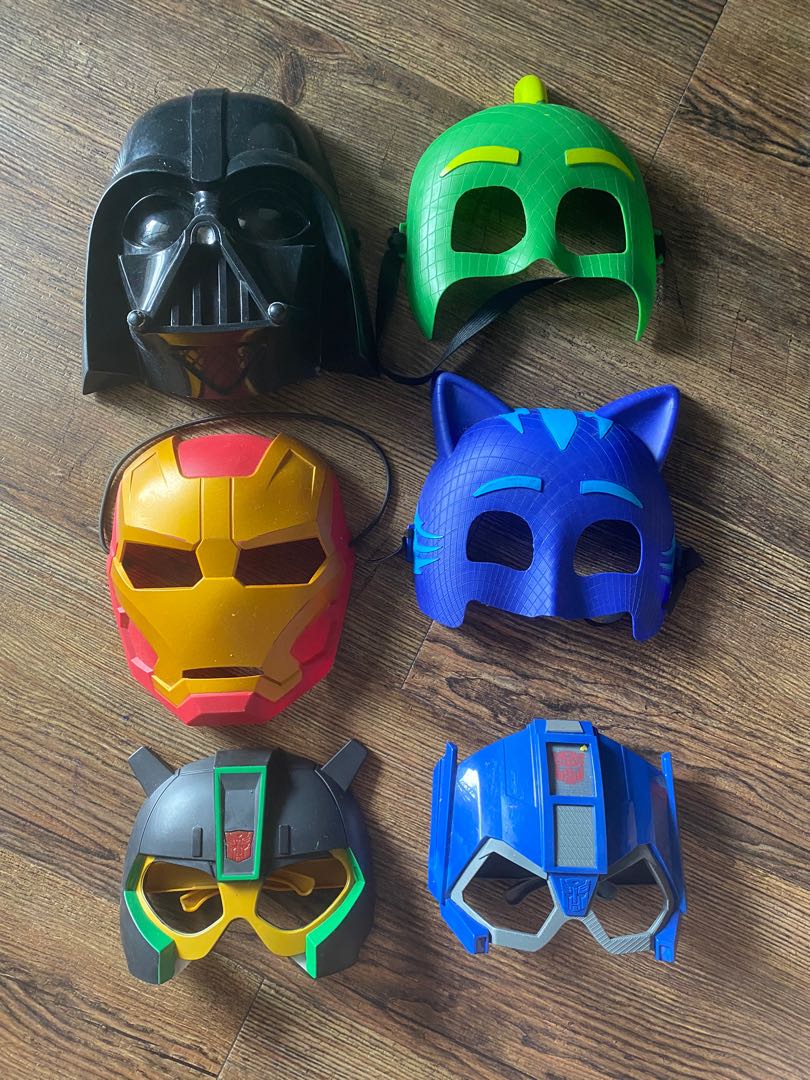 Bundle 7 pcs Mask transformers, pj mask, star wars, ironman, Hobbies ...