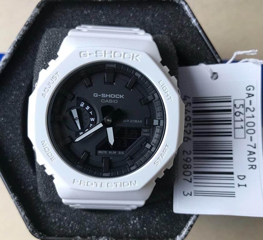 Casio G-Shock GA-2100-7A White Black Analog Digital Octagon Fashion ...